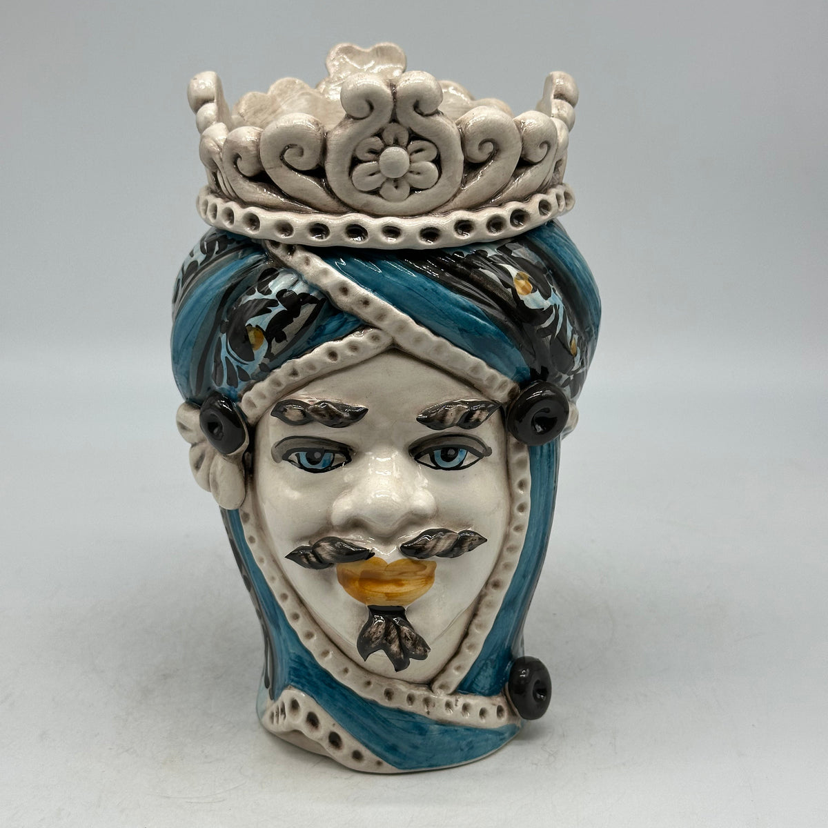 FINE SERIE - Testa di Moro Uomo Moresca Ceramica Caltagirone cm H.22 ...